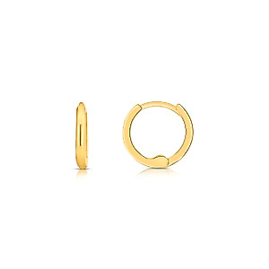 Solid Gold 14K Endless Tiny Hoop Polished Huggie Earrings (8.5mm)