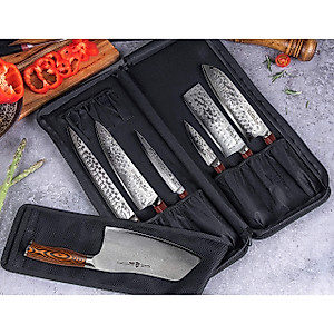 TUO Knife Bag for Chef, Padded Knife Roll, Knife Case, Durable Knife Carrier, Canvas Knife Holder for Kitchen Tools, Utensil Pockets with Shoulder Strap & Handle, which with 12 slots and Zipped Pouch