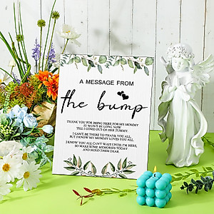 Cool Baby Shower Games Baby Shower Game Sign a Message from The Bump Wooden Game Sign Greenery Baby Shower Games Tabletop Decor for Baby Shower Gender Reveal Party Decoration, 11.2 x 8.66 Inches