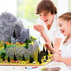 288 Pcs Static Grass Tuft Flower Cluster Vegetation Groups Self Adhesive Artificial Model Grass Tufts DIY Miniature Colorful Flower Cluster for Terrain Railway Scenery Table Landscape (Spring Style)
