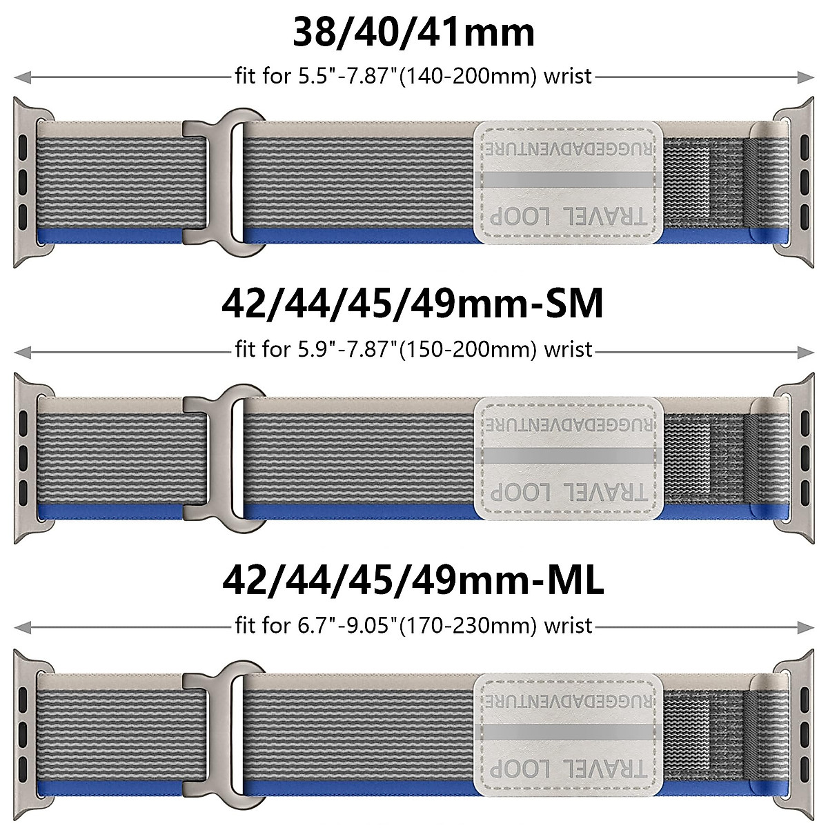 Trail Loop for Apple Watch Band 49mm 45mm 44mm 42mm Women Men, iWatch Bands Sport Strap Nylon Bracelet Wristband for Apple Watch Ultra Band Series 8 Series 7 Series SE2 SE 6 5 4 3 2 1, Blue/Grey