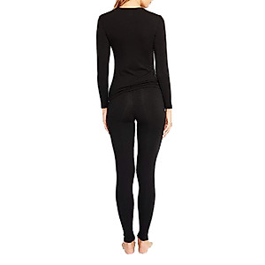 Emprella Thermal Underwear for Women, Ultra Soft Long Johns Womens Set Base Layer Clothes (Black Set, Medium)