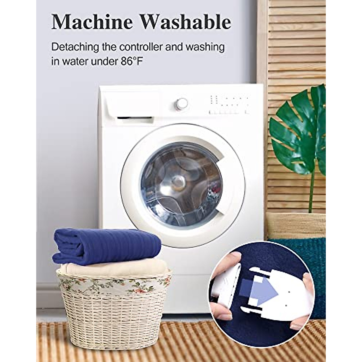 Electric Heated Blanket, 72" x 84" Full Size with 4 Heating Levels, 10H Auto Shut Off, Soft Fleece Warm Heated Blanket, Fast-Heating & Machine Washable - Blue