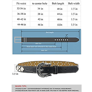 URAMAN Mens Western Belt Cowboy Country Concho Leather Belt for Jeans Pants Rodeo