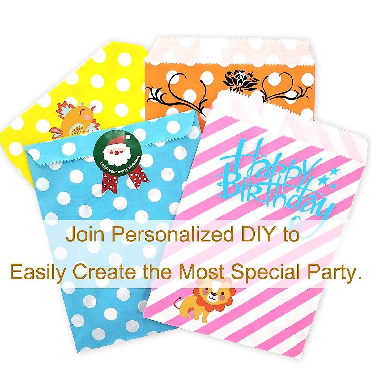 KIYOOMY 100 Pcs Gold Candy Buffet Bags Small Polka Dot Paper Treat Bags (Bright Gold, 5 inch X 7 inch)