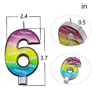 DERVENTA Birthday Candles Big Numbers Multicolored 3.7 inch Party Cake Topper 1 Piece (Number 8 Multi-Colored)