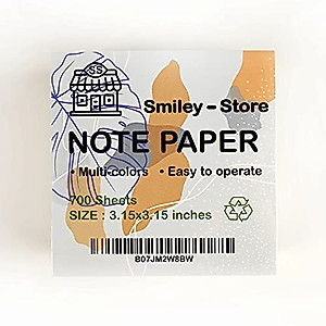 Blank Notes Paper 3.15×3.15 Inches 700 sheets/pack (5 colors/pack) Not Sticky Notes bright colorful memo easy write WIDE TO USE at home and office