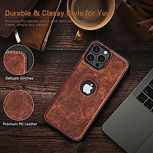 LOHASIC Logo Visible for iPhone 13 Pro Max Case, Premium Leather Slim Luxury Elegant PU Flexible Non-Slip Grip Protective Cover Men Women Phone Cases for iPhone 13 Pro Max 6.7" (2021) - Brown
