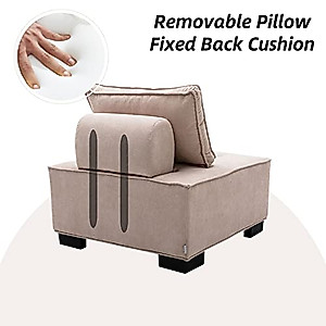 Luccalily Modular Sectional Sofa Couch,Square Floor Sofa Comfy Single Lazy Sofa Sleeper with Removable Pillow for Living Room, Bedroom and Study Room (898 Beige)