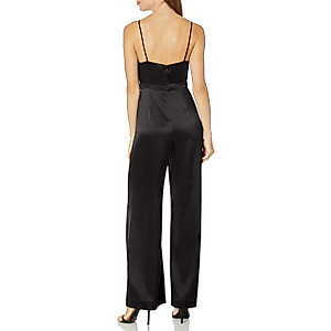 Jill Jill Stuart Women's Satin Velvet Jumpsuit and Jacket Set, Black, 4