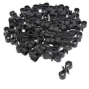 EORTA 100 pcs Mini S Hooks Plastic Hanging Hooks Clothes/Towels Hanger Party Light Clips for Dolls, Holiday Ornaments, Decorative Tags, T-Shirts, Bags, Plants, 1.1 Inch, Black