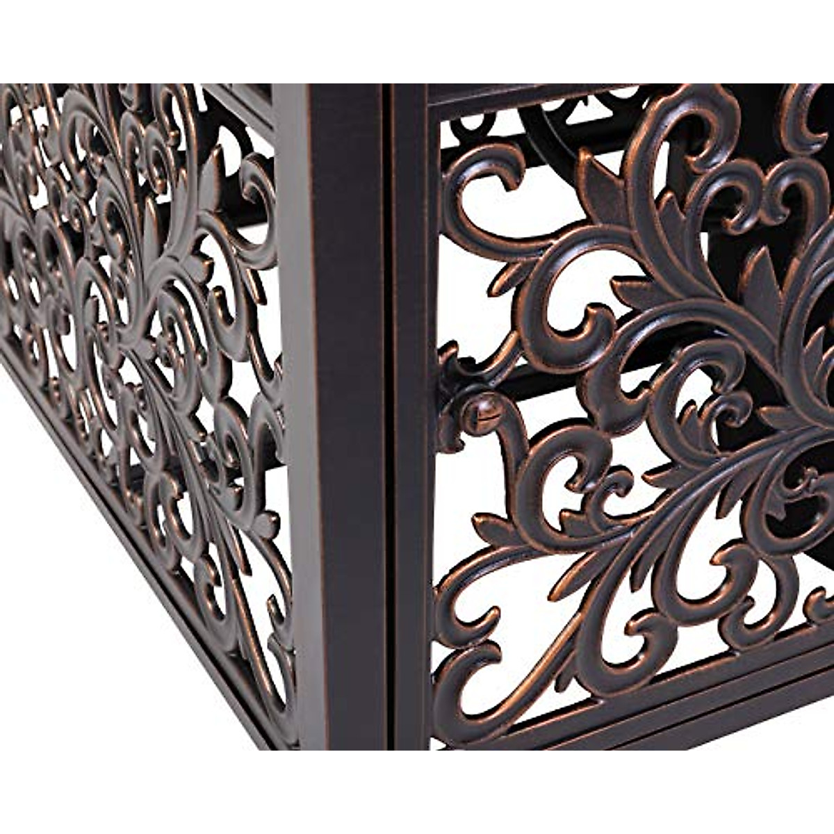 Fire Sense 62527 Sedona Aluminum Convertible Gas Fire Pit Table 55,000 BTU Outdoor Multi-Functional Fire Pit with Fire Bowl Lid, Nylon Weather Cover & Clear Fire Glass - Bronze Finish - Square