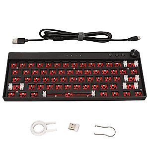 ASHATA WL61PLUS 60% RGB DIY Mechanical Keyboard, 61 Keys Hot Swappable 5Pin 3Pin Switch, Bluetooth 5.0/USB C Wired/2.4GHz Customized Gaming Keyboard Kit(Black)
