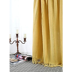 ALPHA HOME Cable Knit Throw Blanket Acrylic Cozy Snuggle TV Bed Sofa Throw for Adults and Kids,50''×60",Gold