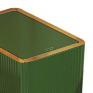 Kitchen Wastebasket with Press Type Lid Narrow Garbage Can, Paper Basket Organizer, Bathroom Trash Can with Lids for Study, 12L Green