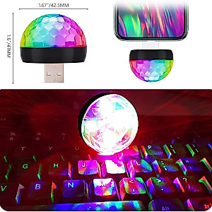 USB Mini Disco Light USB Mini Portable Disco Ball with Mobile Phone Adapter Disco Strobe Ball Party Light for Home Room Bedroom Car Decoration 4W RGBW (A)
