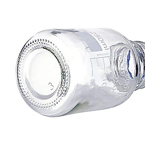 Pastein 10 Pieces 250 mL Graduated Round Reagent Media/Storage Glass Bottle With GL45 Blue Polypropylene Screw Cap