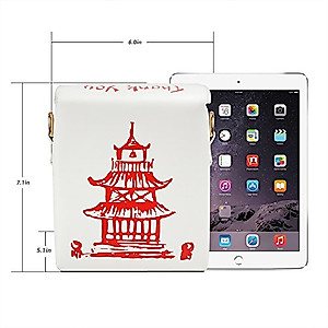 USTYLE Chinese Takeout Box Crossbody Bag, Fashion Novelty Cute Women Girl Shoulder Bag with Golden Chain Strap (white)