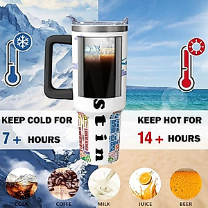 Vehcimbev City Themed Tumbler - 40oz With Hanld Stainless Steel Travel Coffee Mug with Leak Proof Lid - Hot/Cold Drinks,Perfect Austin Souvenir Gift (Austin)