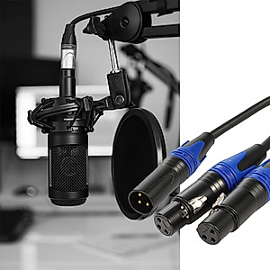 (11.8 inches / 1 Pack) 1 Male to 2 Female XLR Y Splitter Micrphone Cable, 3pin XLR Male to Dual XLR Female Y-Splitter Balanced Mic Audio Cables for Stereo Mic to L & R Audio Track