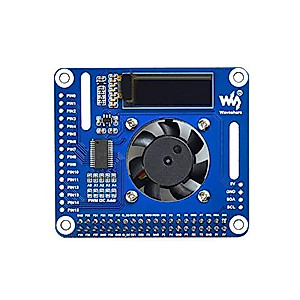 Coolwell Waveshare PWM Controlled Fan HAT for Raspberry Pi I2C Bus PCA9685 Driver with Real Time Temperature Monitor Auto Adjustment Up to 16-Ch PWM Output