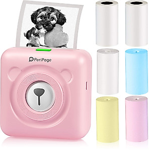 Weewooday Peripage Mini Printer Portable Printer Pocket Printer A6 Portable Thermal Printer Label Sticky Note Sticker Photo Printer for Smart Phone with Bluetooth USB Connect