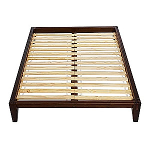 Main + Mesa Yume Modern Solid Wood Platform Bed with Japanese Joinery, Walnut Finish, Queen