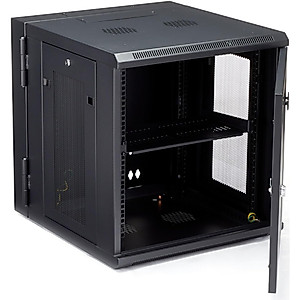 StarTech.com 4-Post 12U Wall Mount Network Cabinet with 1U Shelf, 19in Wall-Mounted Server Rack, Up to 20in Mounting Depth