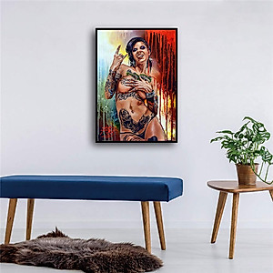 ESH7 Modern Hip-hop Tattoo Women Canvas Painting Hip Hop Girl Poster for Home Living Room Bedroom Wall Decor Art Painting