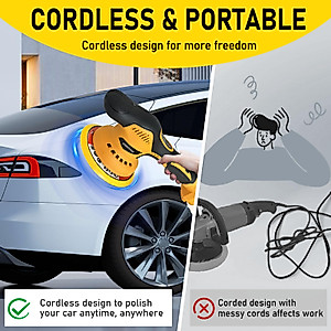 Cordless Car Buffer Polisher for Dewalt 20V Battery, 6 Inch Portable Orbital Polisher Brushless Power Polisher for Car Detailing Polishing Waxing (Battery Not Included)