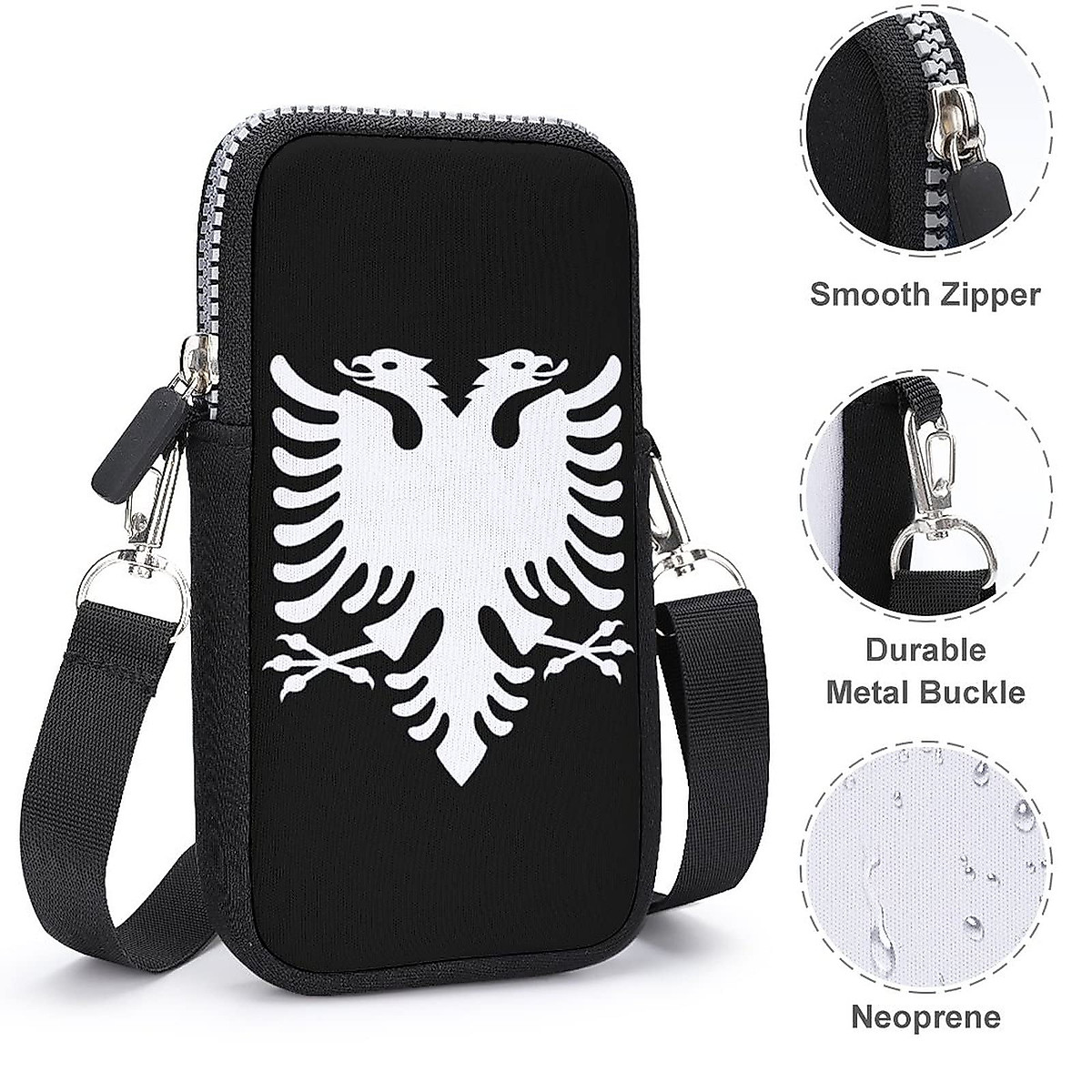 FunnyStar Albanian Eagle Crossbody Cell Phone Purse Shoulder Bag Handbag Card Holder Wallet For Women Girls Men