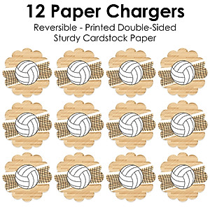 Big Dot of Happiness Bump, Set, Spike - Volleyball - Baby Shower or Birthday Party Round Table Decorations - Paper Chargers - Place Setting For 12