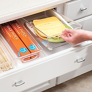 iDesign Linus Plastic Storage Bin with Handles for Kitchen, Fridge, Freezer, Pantry, and Cabinet Organization, BPA-Free, Clear