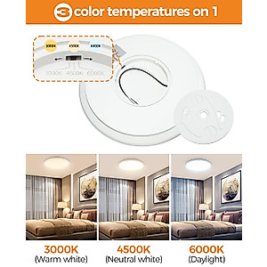 6PACK LED Flush Mount Ceiling Light Fixture, 12Inch 28W Ceiling Light, Dimmable & 3000K/4500K/6000K 3 Color Adjustable Round Ceiling Light 3200LM Low Profile Ceiling Light Fixtures for Kitchen Bedroom