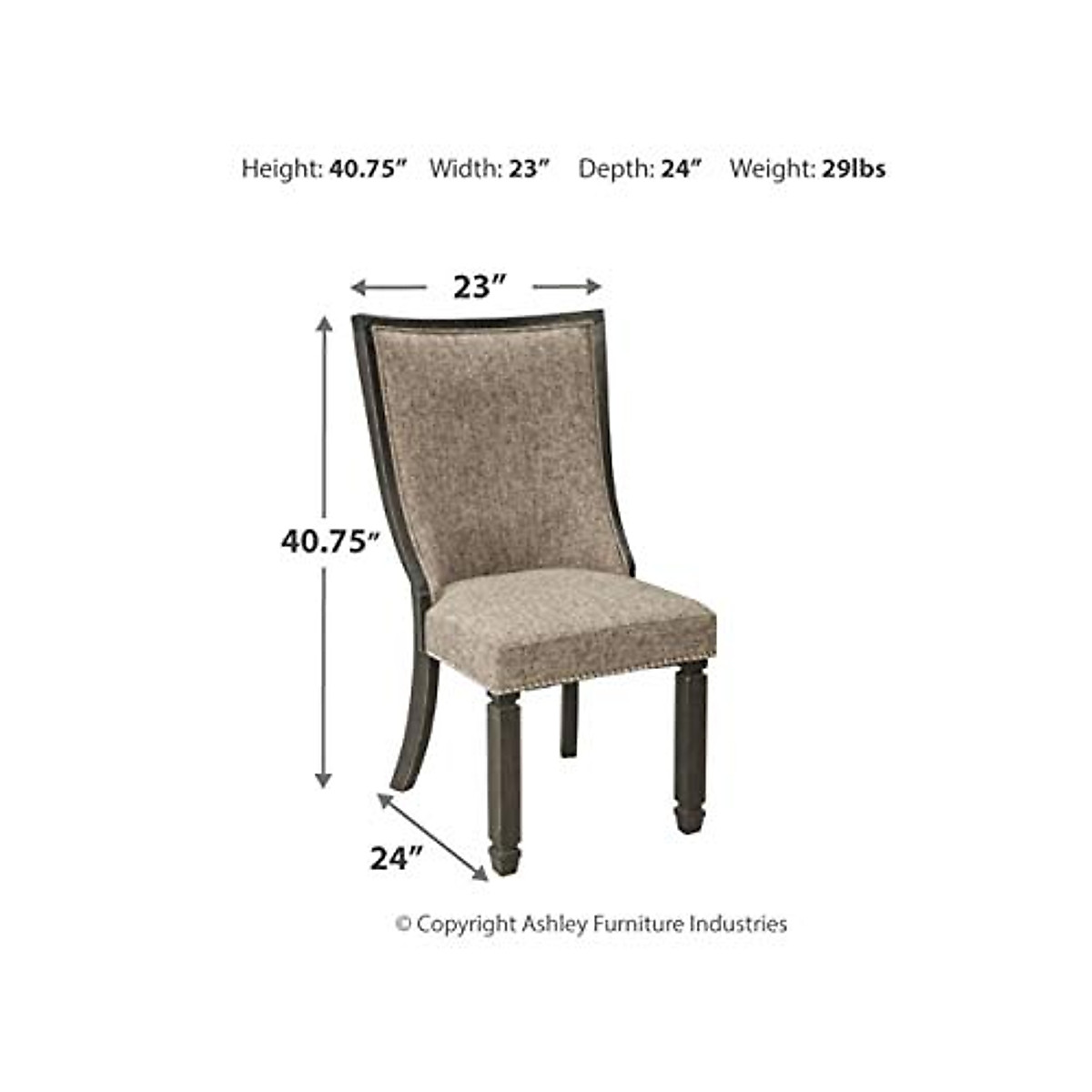 Signature Design by Ashley Tyler Creek Urban Farmhouse Upholstered Dining Chair, 2 Count, Almost Black