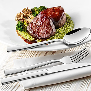 HaWare 53-Piece Silverware Set with Steak Knives, Stainless Steel Sturdy Flatware Serving Utensils, Modern Design Cutlery Tableware for Home Holiday Gift, Dishwasher Safe-Servive for 8