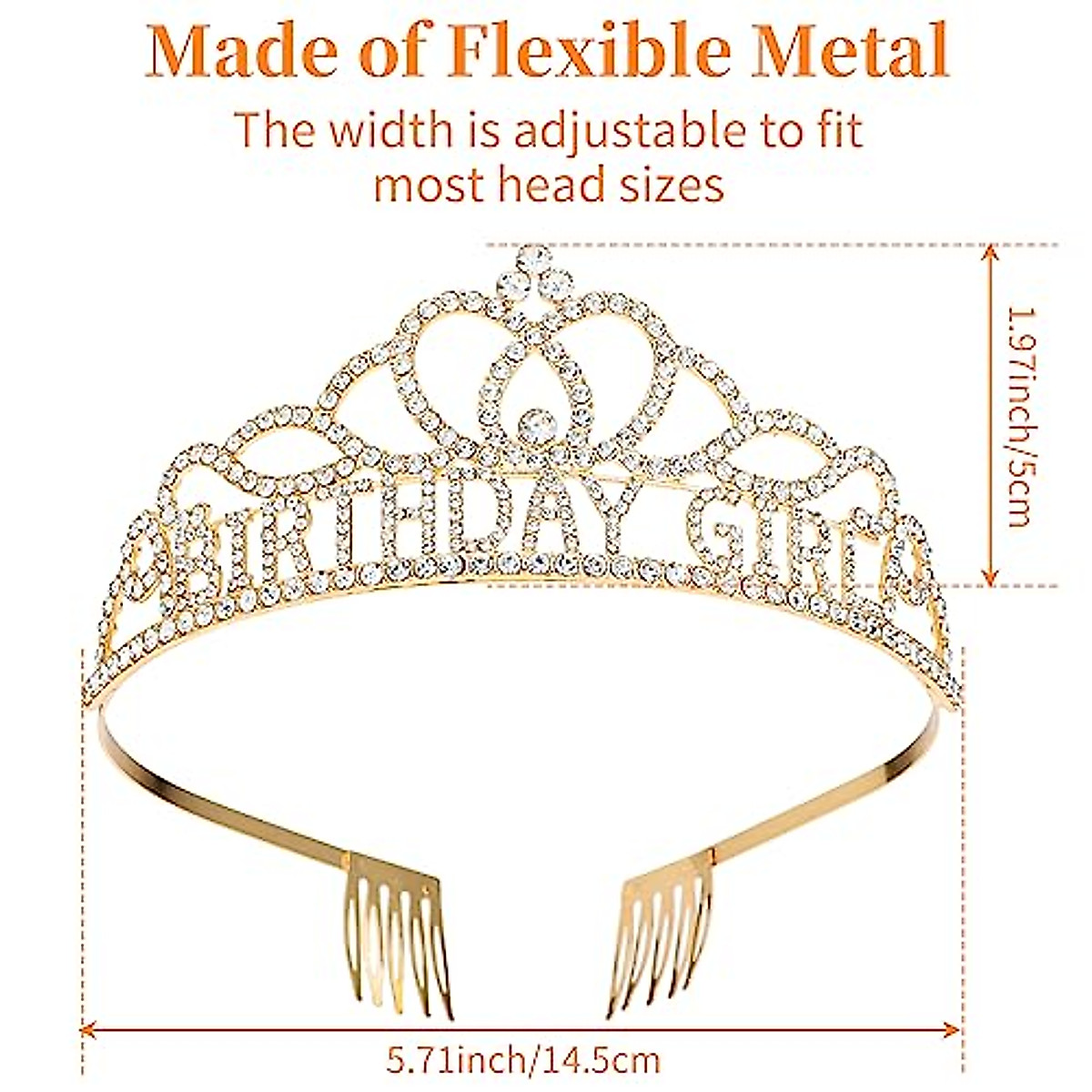 WLLHYF Birthday Crowns for Women, Tiara for Girls Rhinestone Crystal Decor Headband Glitter Crystal Hair Accessories for Party