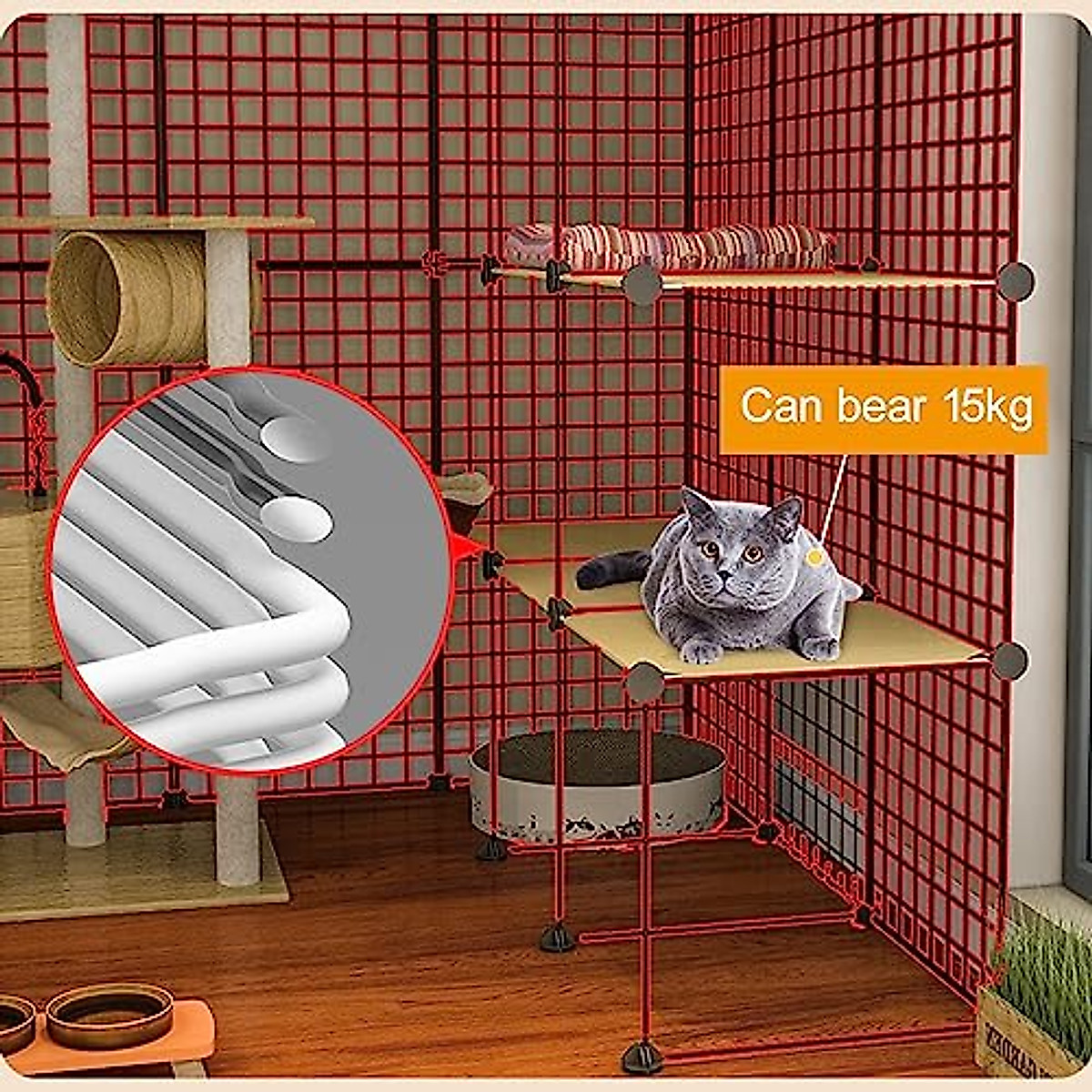 Cat Cage - Chinchilla Cage Rabbit cage Indoor Large with Litter Box DIY Cat Playpen Detachable Metal Wire Kitten Kennels Crate Small Animal Cage for Pet (Size : 75 * 49 * 73cm)