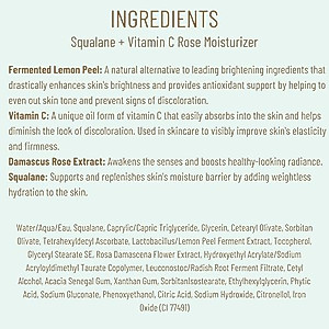 Biossance Squalane + Vitamin C Rose Moisturizer. Antioxidant-Rich Daily Moisturizer to Boost Radiance, Even Skin Tone and Smooth Fine Lines and Wrinkles (1.69 fl oz)