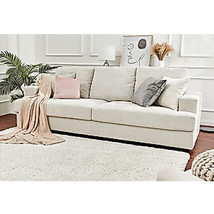 PaPaJet Deep Seat Comfy Sofa-Contemporary Chenille Sofa Couch, 3 Seater Sofa for Living Room-Oversized, Beige