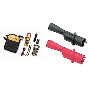 Fluke 117/323 KIT Multimeter and Clamp Meter Combo Kit + AC175 Threaded Slide-on Alligator Clip Set with Flexible Boots