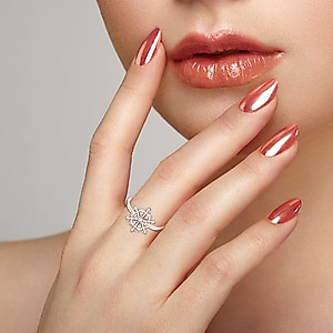 Christmas Rings Snowflake Rings Sterling Silver Cute Dainty White Zirconia Dirthstone Crystal Gift Wedding for Women Love Rings Size 7