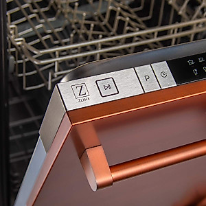 ZLINE 18 in. Compact Top Control Dishwasher in Copper 120-Volt with Stainless Steel Tub and Traditional Style Handle