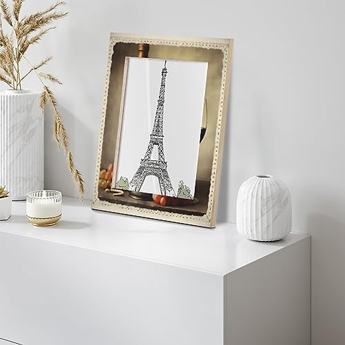 Bardic 5x7 Picture Frames, Red Wine Glass Wooden Photo Frame Fits 4x6 with Mat or 5x7 Without Mat Photo Frames for Wall Mounting or Tabletop Display for Home Gallery Decor