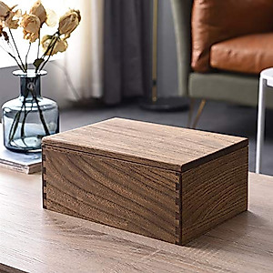 Kirigen Wood Stash Box with Lid - Decorative Boxes for Crafts, Sewing, Keepsake, Memory - Wooden DIY Storage Box Stash Jewelry - Wooden Boxes for Home Office Storage Dark Brown (SNH-DBR)