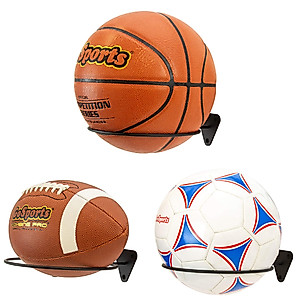 GoSports Wall Mounted Ball Stand Holder for Sports Balls (Basketballs, Soccer Balls, Footballs) - 3 Pack