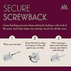 14k White Gold Solitaire Made with Cubic Zirconia Tiny CZ Stud Earrings with Secure Screw-backs, 2.5mm