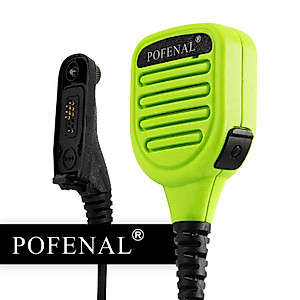 POFENAL APX 6000 APX 4000 Water-Proof Radio Microphone Remote Shoulder MIC with 3.5mm Audio Jack Compatible with Motorola XPR 6550 XPR 7550 (XPR 7550e Mic, Green)