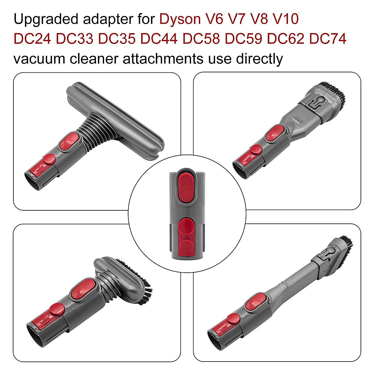 Attachments Tools Kit for Dyson V6 V7 V8 V10 DC16 DC24 DC33 DC34 DC35 DC39 DC44 DC58 DC59 DC62 DC74 Cordless Vacuum Cleaner, Home Cleaning Tools Brush Kit Accessories (5 PACK)