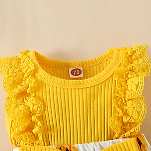 Axupico Baby Girl Dress Newborn Romper Floral Ruffle Princess Tutu Dress Summer(G Orange, 0-3 Months)